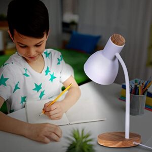 YEXIMEE LED Desk Lamp, Adjustable Modern Wood Goose Neck Table Lamp, Eye-Caring Study Desk Lamps for Bedroom, Study Room and Office (LED Bulb Included)