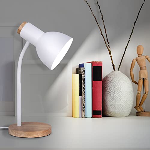 YEXIMEE LED Desk Lamp, Adjustable Modern Wood Goose Neck Table Lamp, Eye-Caring Study Desk Lamps for Bedroom, Study Room and Office (LED Bulb Included)