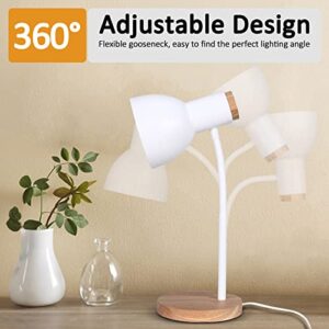 YEXIMEE LED Desk Lamp, Adjustable Modern Wood Goose Neck Table Lamp, Eye-Caring Study Desk Lamps for Bedroom, Study Room and Office (LED Bulb Included)