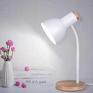 YEXIMEE LED Desk Lamp, Adjustable Modern Wood Goose Neck Table Lamp, Eye-Caring Study Desk Lamps for Bedroom, Study Room and Office (LED Bulb Included)