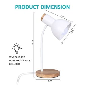 YEXIMEE LED Desk Lamp, Adjustable Modern Wood Goose Neck Table Lamp, Eye-Caring Study Desk Lamps for Bedroom, Study Room and Office (LED Bulb Included)