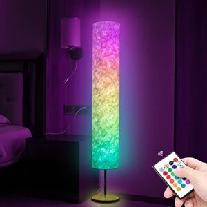 yieonshion soft light floor lamp, 60″ simple design morden slim warm light 3000k led tyvek fabric shade standing lamp for living room bedroom game room (l/60inch, rgb remote)