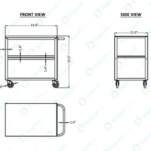 AmGood Stainless Steel Utility Cart | 21" Wide X 33" Long X 33" High | 3 Shelf Metal Utility Cart on Wheels with Handle | for Home & Business Use