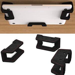 KUSOVILI Under Desk Laptop Holder with Screw, Full Coverage Soft Felt Laptop Metal Mount, Under Desk Bracket, Compatible with Apple MacBook Pro, Surface, Keyboard, Router, DVD Player and More