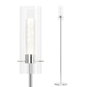 ralbay chrome floor lamp, glass led floor lamp chrome tall floor lamp,modern torchiere led floor lamp,chrome glass floor lamp for living room, silver slender glass standing lamp for bedroom