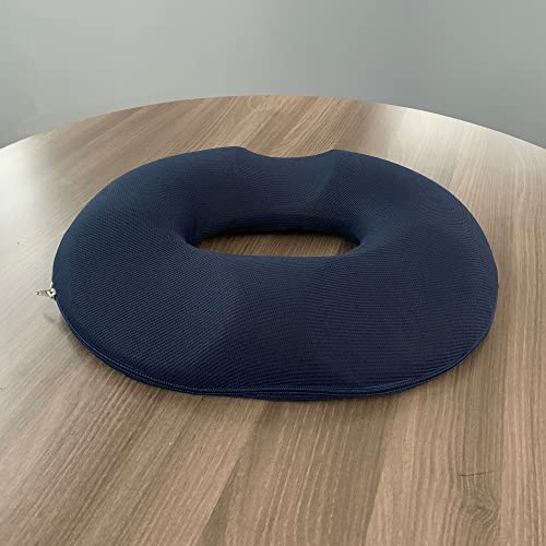 Shalala Donut Seat Cushion for Office Chair - Ergonomic Supportive Hemorrhoid Tailbone Cushion for Sciatica Lower Back Pain Relief - Hard Memory Foam with Removable Cover Navy for Female