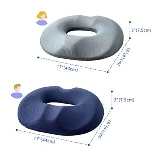 Shalala Donut Seat Cushion for Office Chair - Ergonomic Supportive Hemorrhoid Tailbone Cushion for Sciatica Lower Back Pain Relief - Hard Memory Foam with Removable Cover Navy for Female