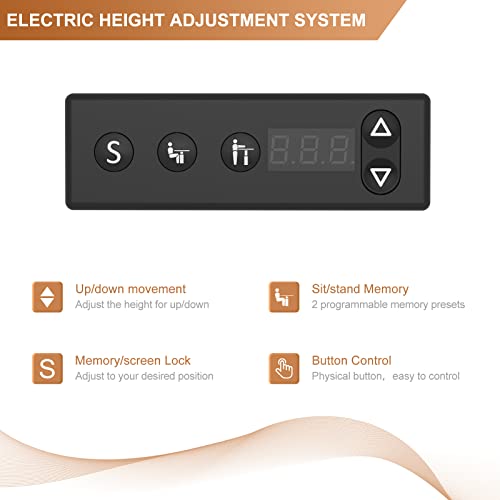 JOY worker Dual Tier Electric Standing Desk, 48" Sit Stand Desk with Adjustable Shelf, 4-Gear Height Adjustable Stand Up Desk with Memory Function, Easy Assembly Standing Workstation for Home Office