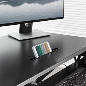 VIVO Black Deluxe Height Adjustable 36 inch Standing Desk Converter, Sit Stand Tabletop Dual Monitor and Laptop Riser Workstation, DESK-V000DB