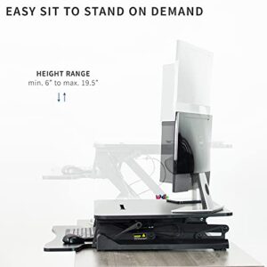 VIVO Black Deluxe Height Adjustable 36 inch Standing Desk Converter, Sit Stand Tabletop Dual Monitor and Laptop Riser Workstation, DESK-V000DB