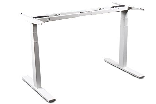 VWINDESK VJ201-S3 Electric Height Adjustable Sitting Standing Desk Frame Only/Sit Stand - Dual Motors 3 Segment Motorized Desk Base Only,White