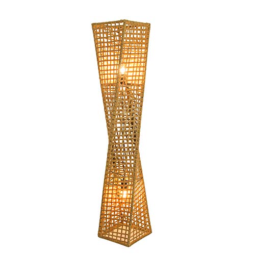 Artiva USA Phuket 51" 2-Light Unique Handcrafted Twist Rattan Floor Lamp