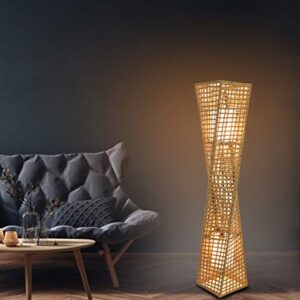 Artiva USA Phuket 51" 2-Light Unique Handcrafted Twist Rattan Floor Lamp