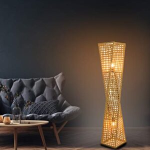 Artiva USA Phuket 51" 2-Light Unique Handcrafted Twist Rattan Floor Lamp