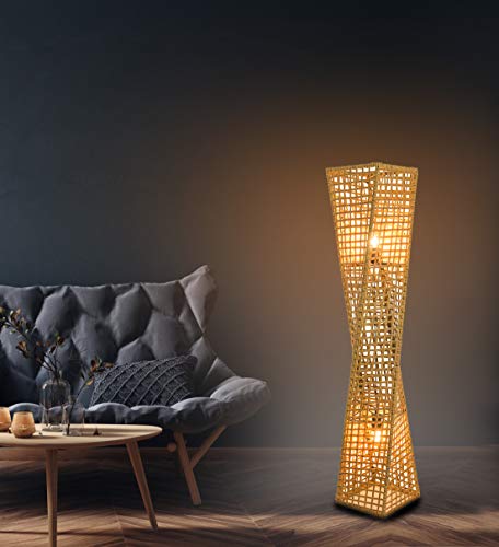 Artiva USA Phuket 51" 2-Light Unique Handcrafted Twist Rattan Floor Lamp