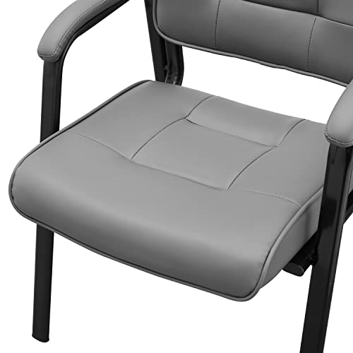 Naomi Home Conference Room Chairs, Heavy Duty Leather Executive Conference Table Chairs, Office Conference Chair, Conference Room Chair with Padded Arm Rest, Guest Chair Fixed-Back, Set of 2 - Gray