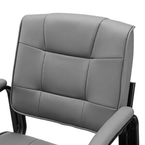 Naomi Home Conference Room Chairs, Heavy Duty Leather Executive Conference Table Chairs, Office Conference Chair, Conference Room Chair with Padded Arm Rest, Guest Chair Fixed-Back, Set of 2 - Gray