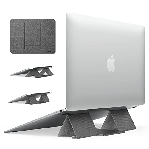 Ringke Folding Stand 2, Portable & Foldable Design Lightweight Anti-Slide Open Space Cooling Two Elevation Adjustments Invisible Laptop Stand for MacBooks, Tablets, Laptops and Notebooks - Gray