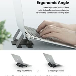 Ringke Folding Stand 2, Portable & Foldable Design Lightweight Anti-Slide Open Space Cooling Two Elevation Adjustments Invisible Laptop Stand for MacBooks, Tablets, Laptops and Notebooks - Gray