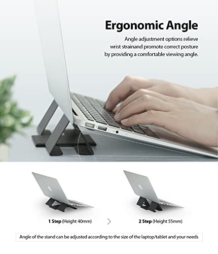 Ringke Folding Stand 2, Portable & Foldable Design Lightweight Anti-Slide Open Space Cooling Two Elevation Adjustments Invisible Laptop Stand for MacBooks, Tablets, Laptops and Notebooks - Gray