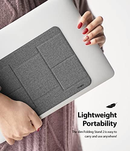 Ringke Folding Stand 2, Portable & Foldable Design Lightweight Anti-Slide Open Space Cooling Two Elevation Adjustments Invisible Laptop Stand for MacBooks, Tablets, Laptops and Notebooks - Gray