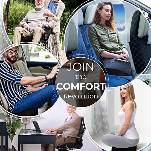 SJ GLOBALS Seat Cushion Office Chair Cushions, Car Seat Cushion, Memory Foam Coccyx Cushion for Tailbone Pain Office Chair Car Seat Cushion, Sciatica, Coccyx, Lower Back Pain Relief (Black)