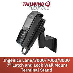 ENS Tailwind Ingenico Lane/3000/7000/8000 7" Latch and Lock Wall Mount Terminal Stand, Black