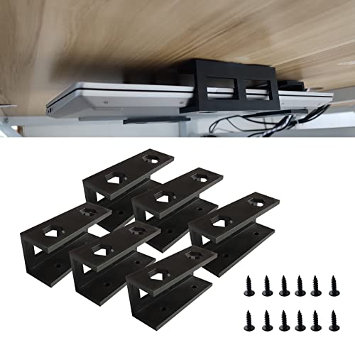 PIAOLGYI 6 Pcs Under Desk Laptop Holder Mount with Screw,Under Desk Laptop Mount Bracket,Add On Under Table Laptop/Keyboard Storage（6 Pcs）