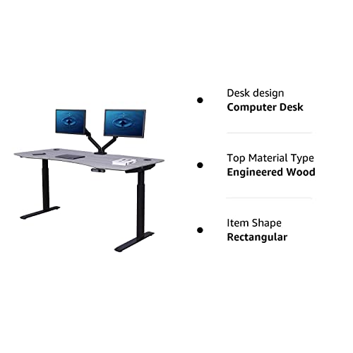 ApexDesk AX7133GRY Elite Pro Series Electric Height Adjustable Standing Desk (71", Grey Top/Black Frame)