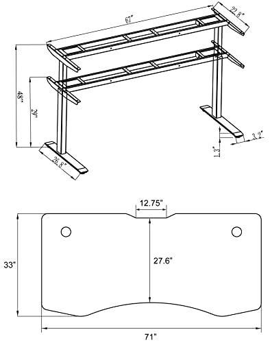 ApexDesk AX7133GRY Elite Pro Series Electric Height Adjustable Standing Desk (71", Grey Top/Black Frame)