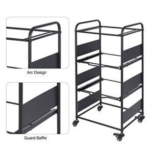 ALAPUR Rolling File Carts with Wheels Hanging Files,3 Tier Metal Filing Cart Organizer for Letter Size Movable Pull-Out File Folder Rack