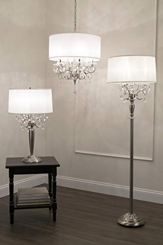 OK Lighting OK-5109F OK-5109f Crystal Silver Floor Lamp, 17" x 17" x 62"