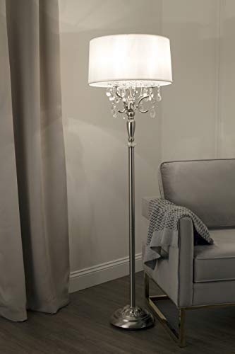 OK Lighting OK-5109F OK-5109f Crystal Silver Floor Lamp, 17" x 17" x 62"