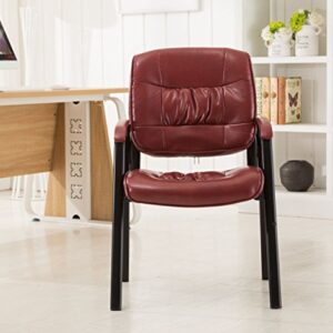 BTEXPERT Leather Office Executive Waiting Room Guest Reception Side Conference Chair, Burgundy, 1