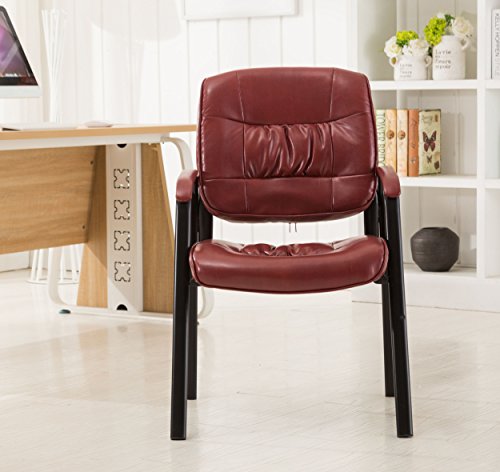 BTEXPERT Leather Office Executive Waiting Room Guest Reception Side Conference Chair, Burgundy, 1