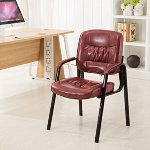 BTEXPERT Leather Office Executive Waiting Room Guest Reception Side Conference Chair, Burgundy, 1