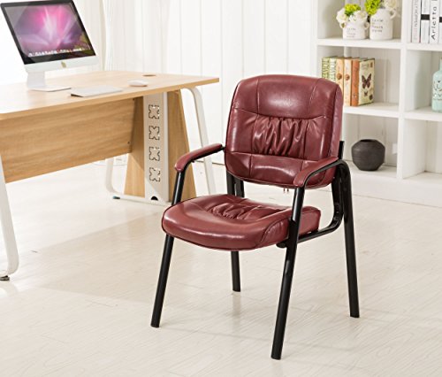 BTEXPERT Leather Office Executive Waiting Room Guest Reception Side Conference Chair, Burgundy, 1