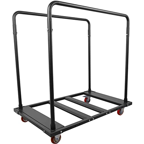 IHAYNER Table Cart Folding Cart Rack for 60" Round Heavy Duty Desk Trolley Black Push Cart with Mute Wheel 10 Table Capacity fits for Hotel and Conference Center Use