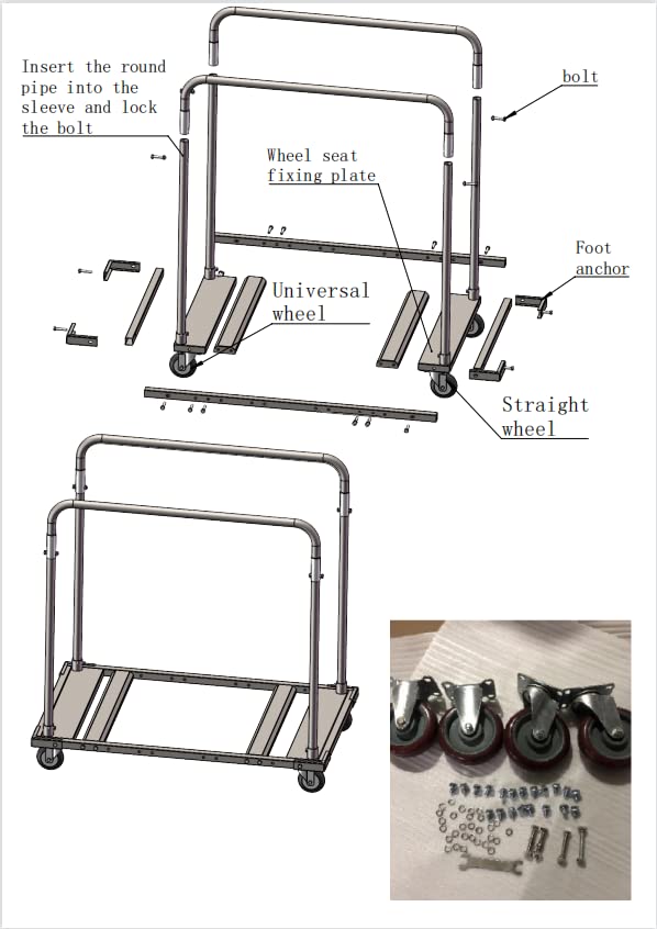 IHAYNER Table Cart Folding Cart Rack for 60" Round Heavy Duty Desk Trolley Black Push Cart with Mute Wheel 10 Table Capacity fits for Hotel and Conference Center Use