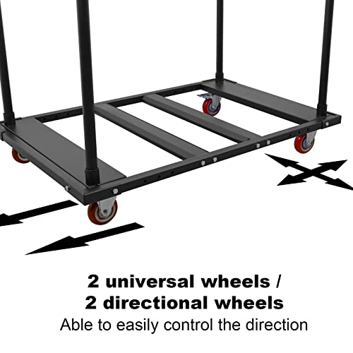 IHAYNER Table Cart Folding Cart Rack for 60" Round Heavy Duty Desk Trolley Black Push Cart with Mute Wheel 10 Table Capacity fits for Hotel and Conference Center Use