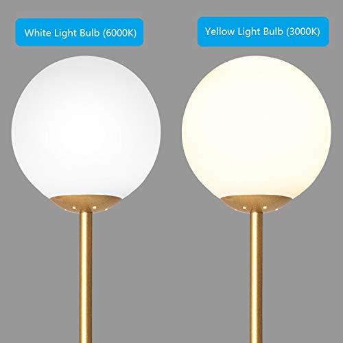 Tangkula Globe Floor Lamp, Mid Century Modern Standing Lamp with Acrylic Lampshade, Tall Pole Light for Living Room, Bedroom & Office (Gold)