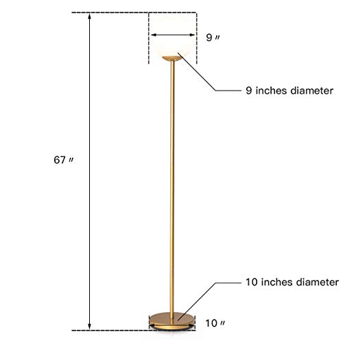 Tangkula Globe Floor Lamp, Mid Century Modern Standing Lamp with Acrylic Lampshade, Tall Pole Light for Living Room, Bedroom & Office (Gold)