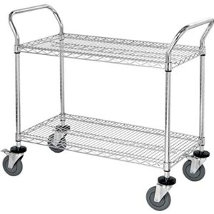 24" Deep x 48" Wide x 39" High 2 Tier Heavy Duty Chrome Wire Utility Cart