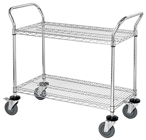 24" Deep x 48" Wide x 39" High 2 Tier Heavy Duty Chrome Wire Utility Cart