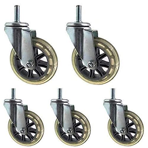 4in Heavy Duty Casters Wheel, Office Chair Caster Replacement Computer Chair Wheels Soft Rubber Heavy Duty,Protect for Hardwood Carpet Tile,5 Set,Universal Standard Stem 12x30mm