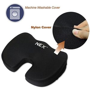 NEX Memory Foam Gel Seat Cushion for Office Chair, Comfort Butt Pillow for Tailbone Lower Back Pain Relief, Ergonomic Lower Back Support Work Chair Pad