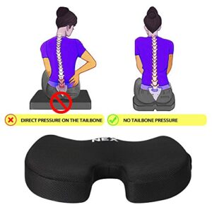 NEX Memory Foam Gel Seat Cushion for Office Chair, Comfort Butt Pillow for Tailbone Lower Back Pain Relief, Ergonomic Lower Back Support Work Chair Pad