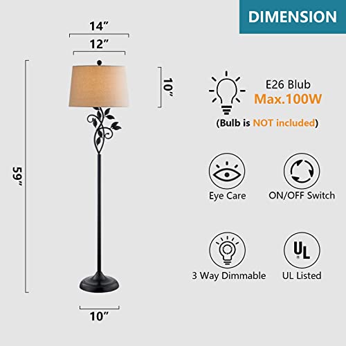 Maxax Traditional Floor Lamp, Reading Standing Lamp for Living Room Bedroom - 59 Inch