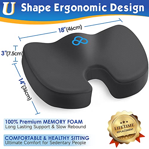 TushGuard Seat Cushion for Office Chair Memory Foam Non-Slip Desk Chair Cushion Back, Coccyx, Sciatica, Tailbone Pain Relief Butt Pillow for Office Chair, Car, Wheelchair