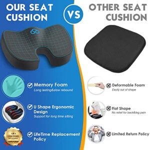 TushGuard Seat Cushion for Office Chair Memory Foam Non-Slip Desk Chair Cushion Back, Coccyx, Sciatica, Tailbone Pain Relief Butt Pillow for Office Chair, Car, Wheelchair